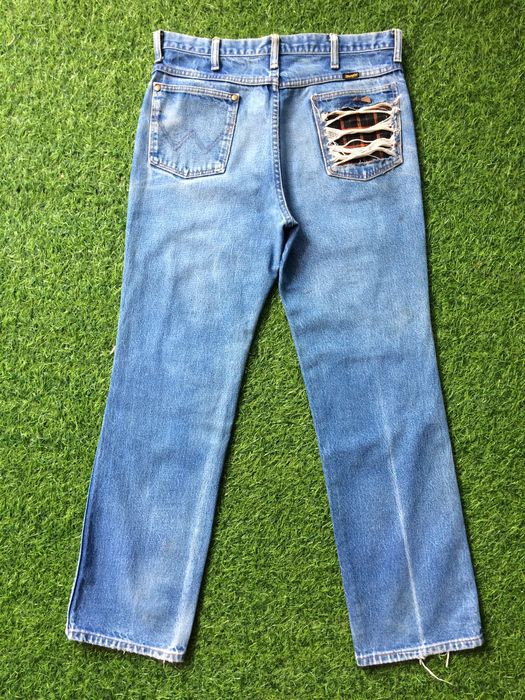 Vintage Wrangler Ripped Patchwork Jeans | Grailed