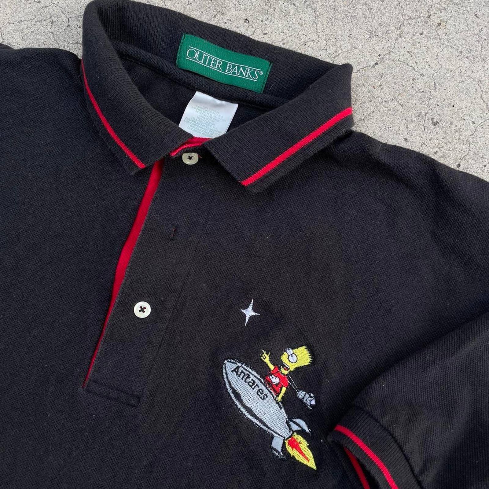 Fruit Of The Loom Vintage bart simpson rocket space stars 90s kid polo ...