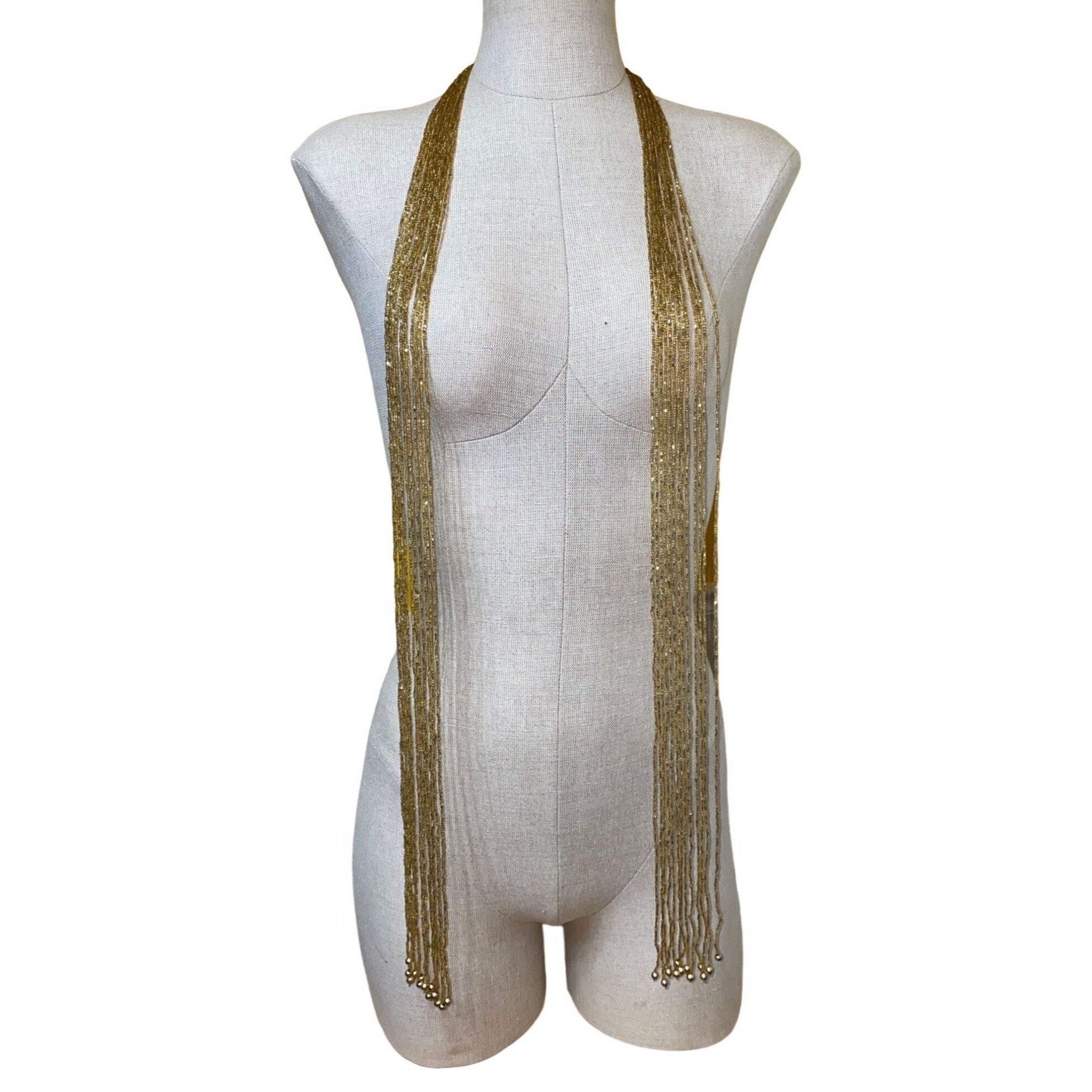 Other Necklace Rope Fringe 64 Inches Gold Glass Seed Bead Opera | Grailed