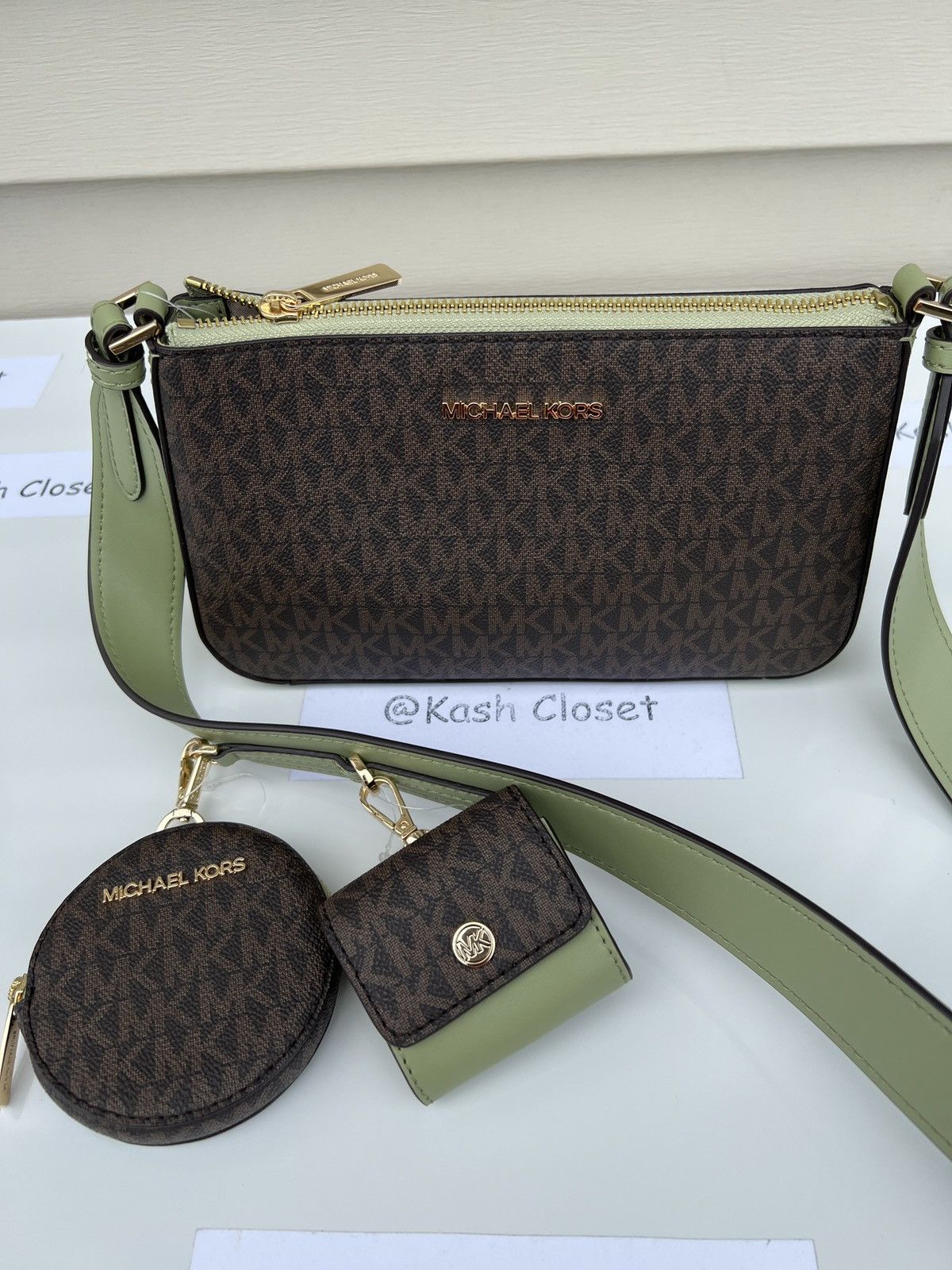 Michael Kors Michael Kors MK Tech Attached Crossbody -Lt Sage Green ...