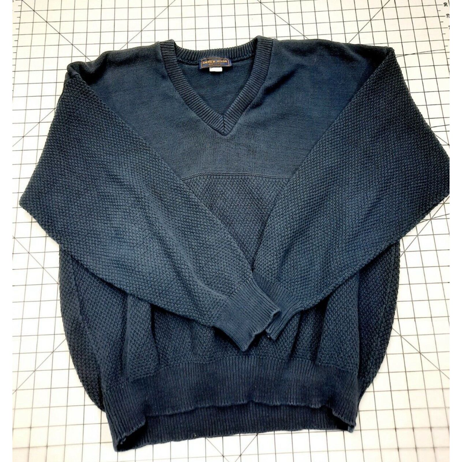 Vintage Vin. 80s Andrew Rohan Waffle Knit Sweater Mens Size Xl Made In ...