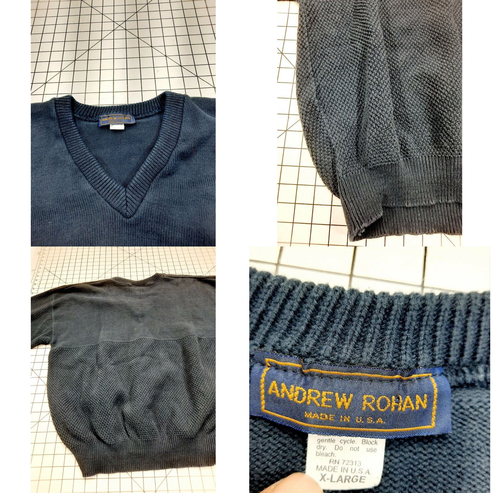 Vintage Vin. 80s Andrew Rohan Waffle Knit Sweater Mens Size Xl Made In ...