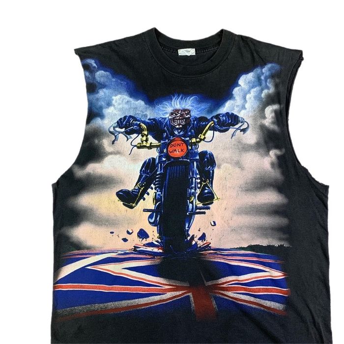 Vintage Vintage 90s Iron Maiden Don’t Walk AOP Cut Off Band T Shirt ...