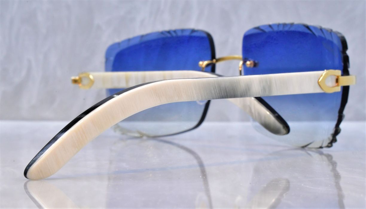 Cartier Cartier diamond cut white horn sunglasses C decor buffs | Grailed