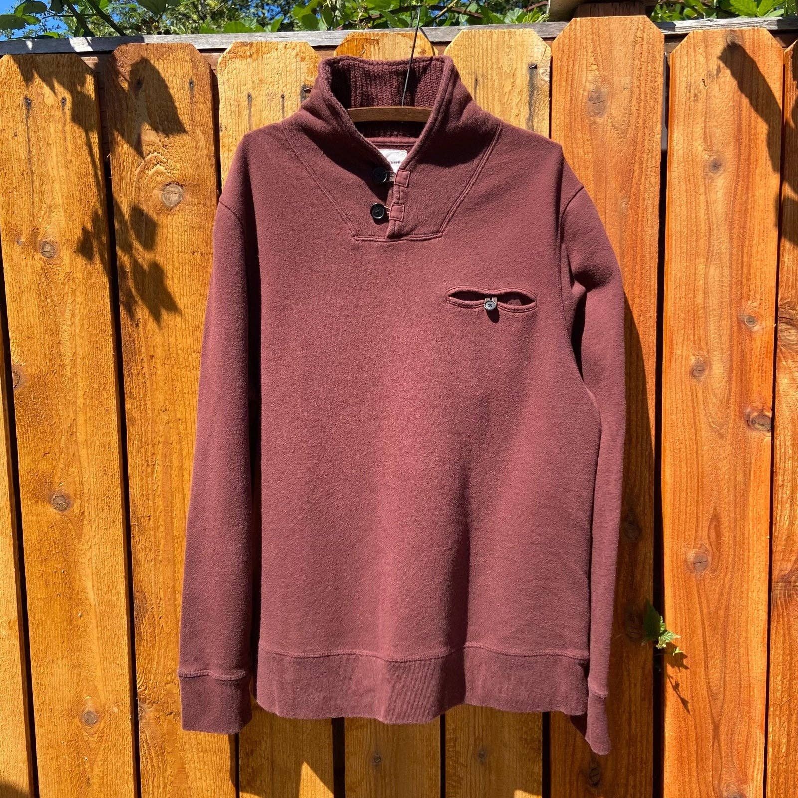 Billy Reid Billy Reid Shiloh Shawl Maroon Pullover Sweater | Grailed