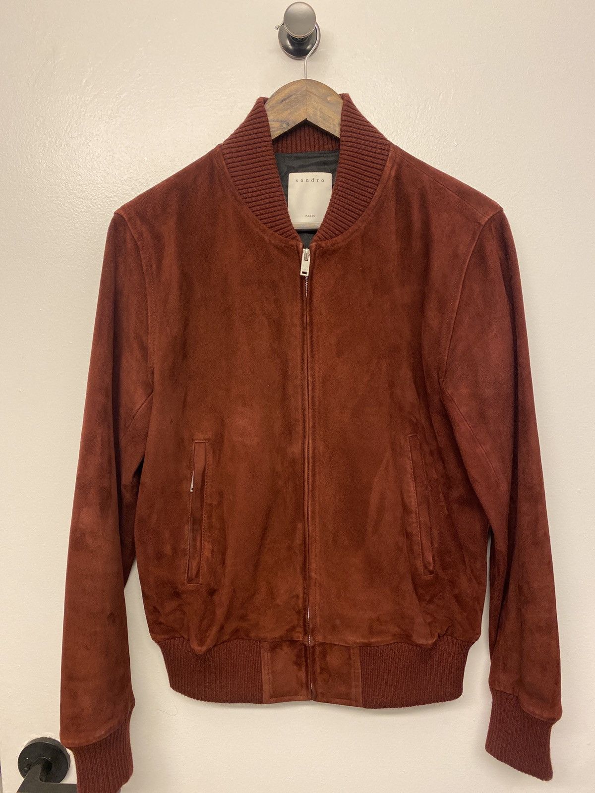 Sandro Sandro Burgundy Monaco Suede Jacket | Grailed
