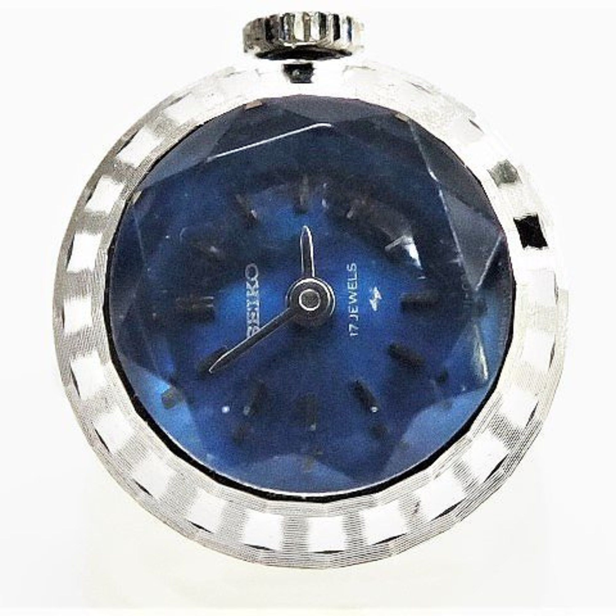 Seiko Seiko hand winding ring watch 11-0290 cut glass blue silver AWGP ...