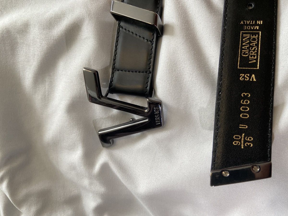 Versace Black leather Versace Belt, Dark Silver Metallic Buckle | Grailed