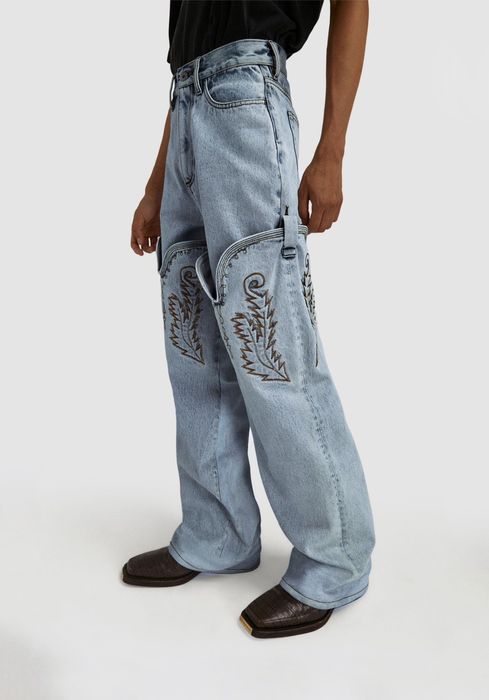 Y/Project AW21 Y/Project Cowboy Cuff Acid Wash Bootcut Denim Jeans ...