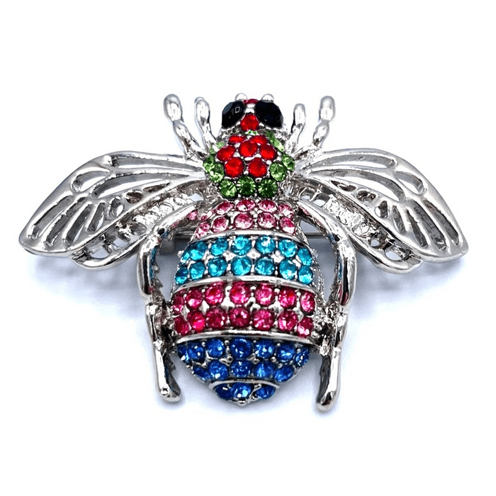 Jewelry Silver with Multi Color Crystal Flying Insect Bee Brooch | Grailed