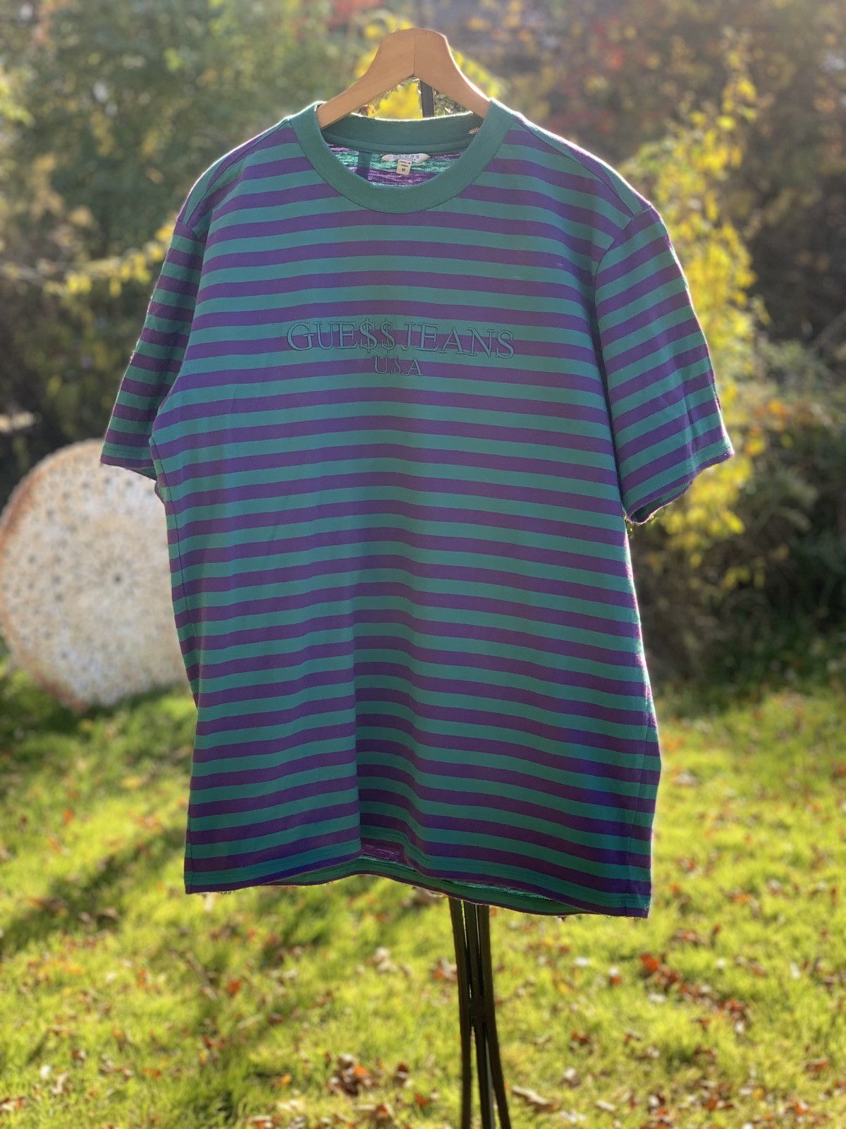 Asap Rocky × Guess A$AP Rocky x Guess Aqua Blue/Purple Striped Shirt ...