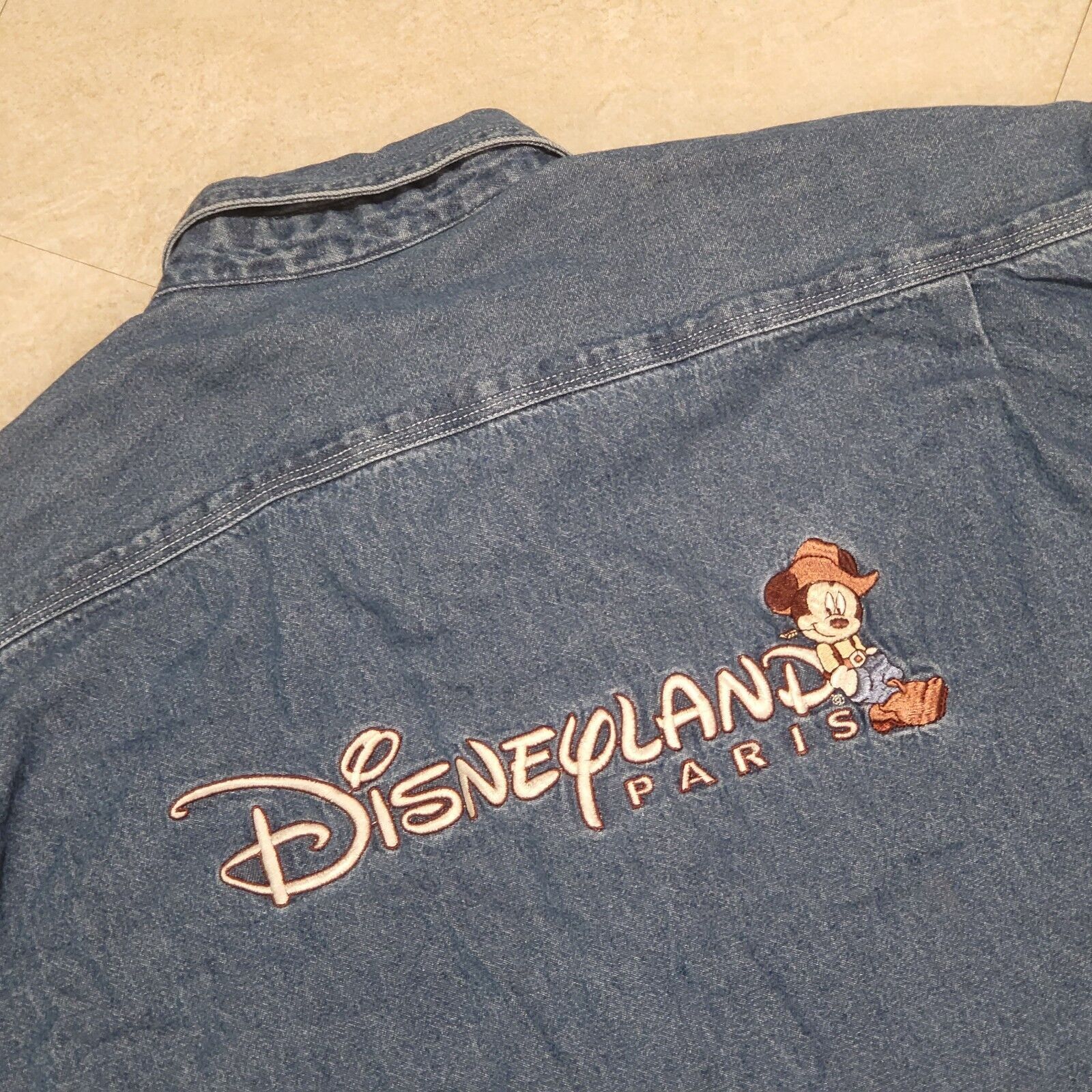 Disney VTG Disney Men L Large Disneyland Paris Mickey Mouse Denim ...