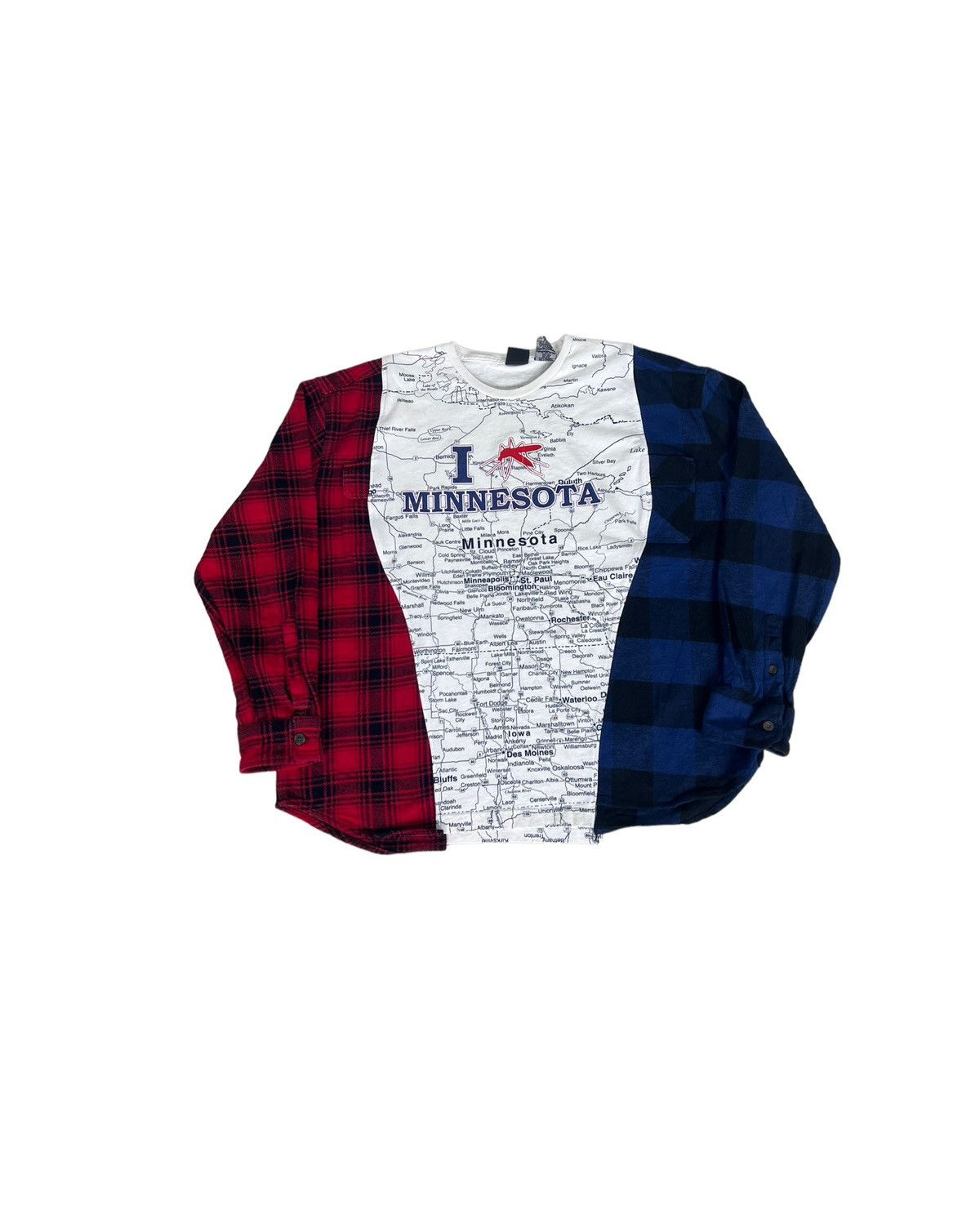 Vintage Vintage Map of Minnesota reworked with flannel long sleeve ...