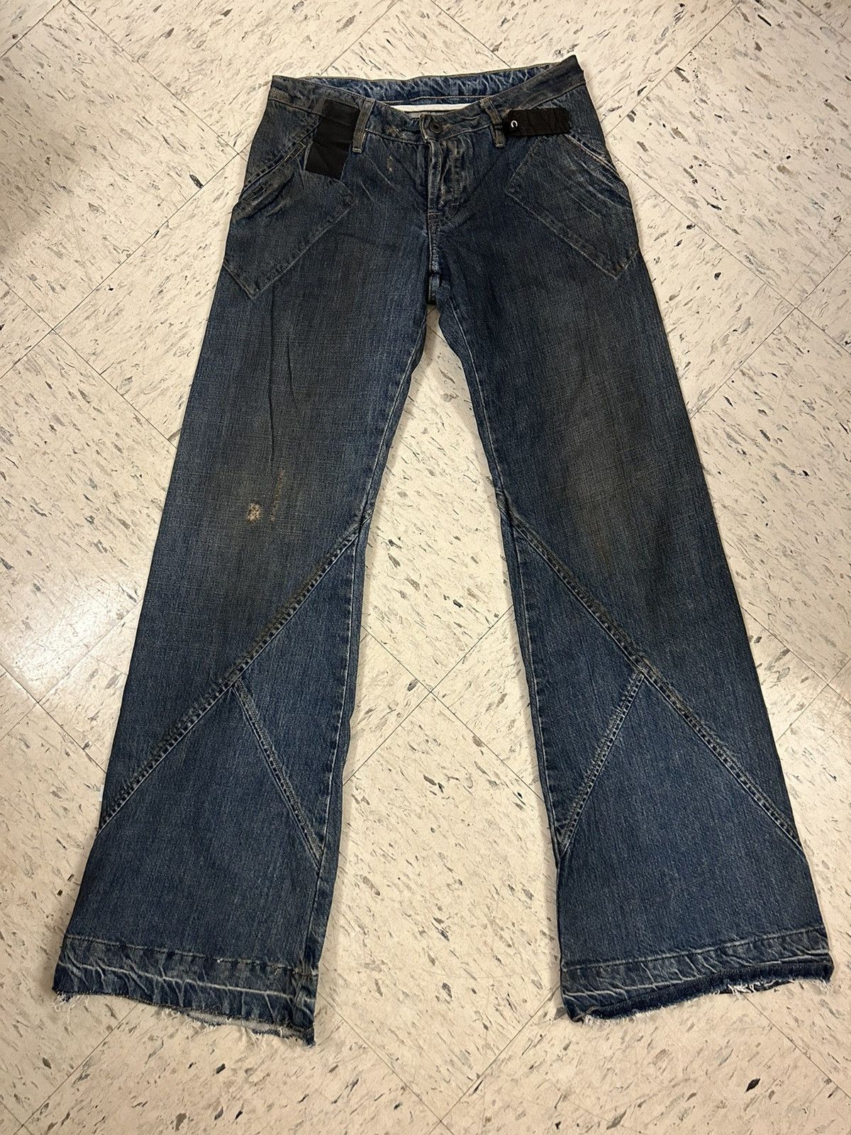 Rick Owens × Rick Owens Drkshdw Rick Owens SLAB Spiral Cut flared mud ...