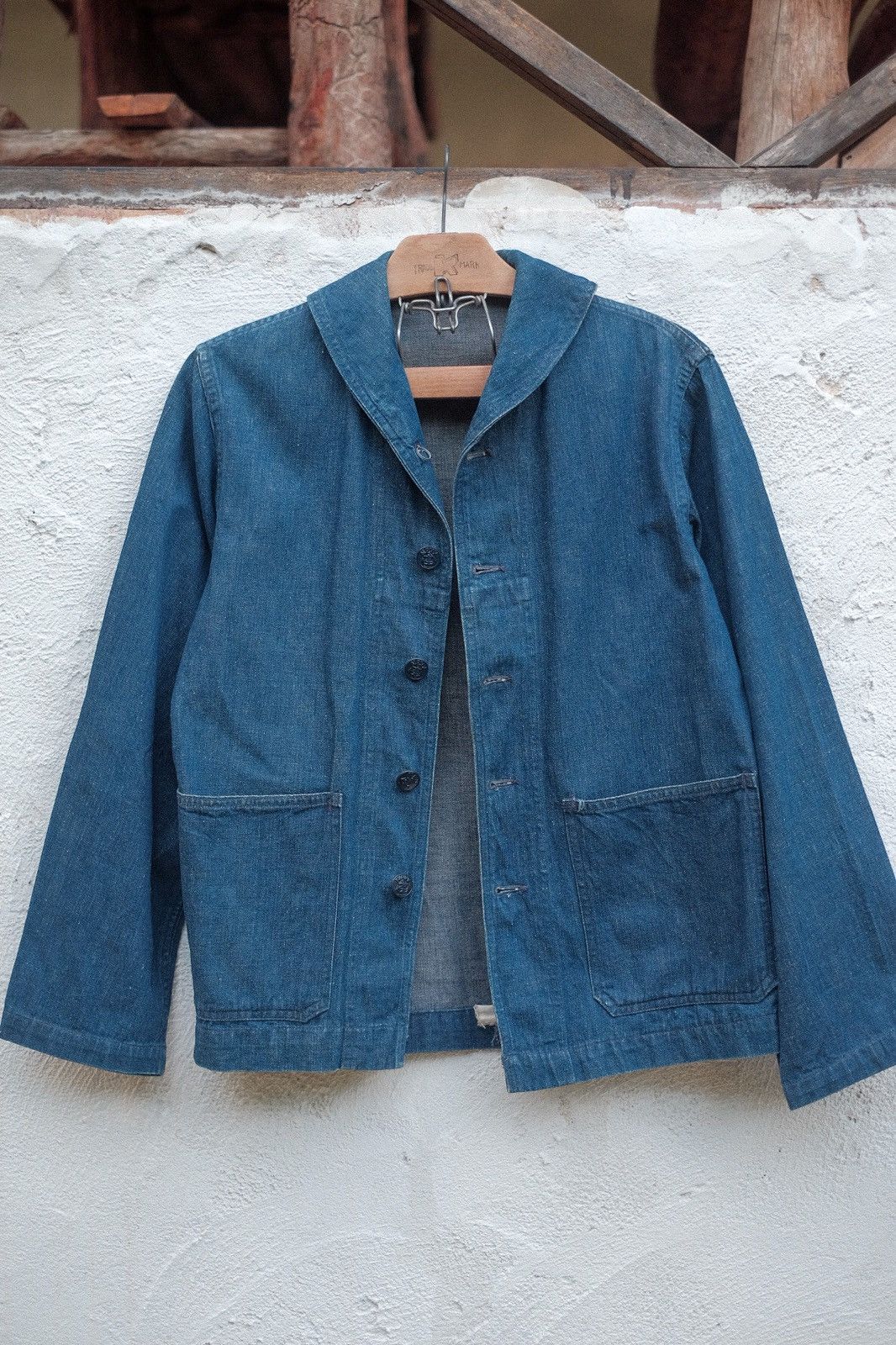 Vintage TRUE VINTAGE 1940s WW2 USN : DENIM SHAWL COLLAR JACKET | Grailed