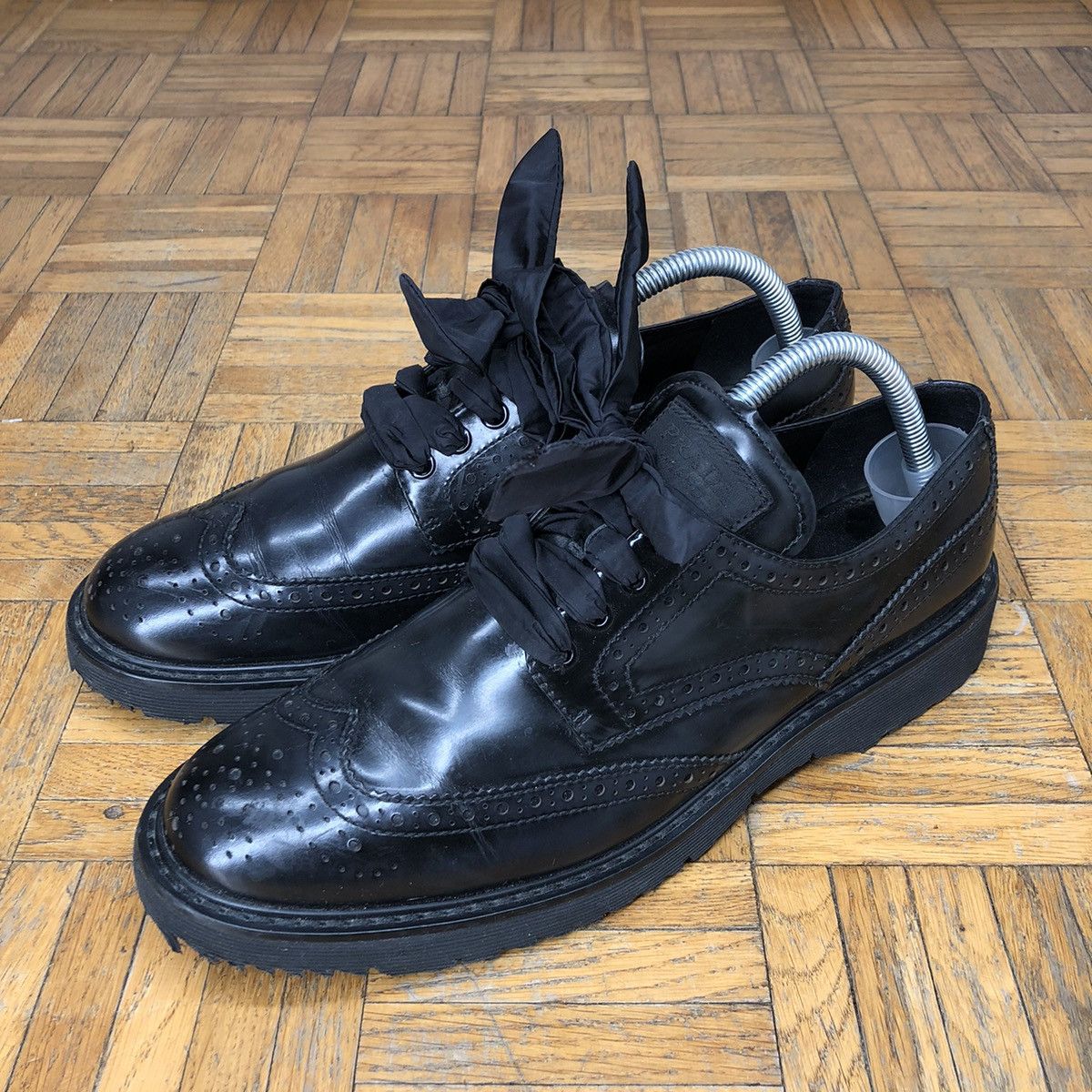 Prada Prada Brogue Black Patent Leather Oxford Lace Up Wingtip | Grailed