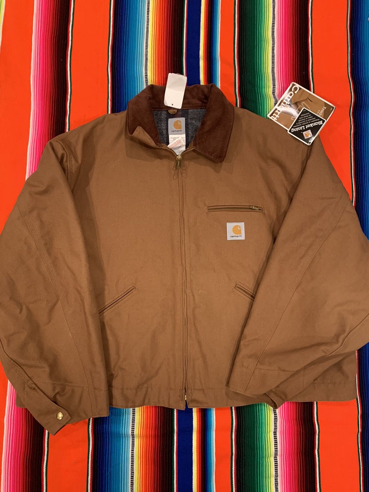 Carhartt × Vintage NOS carhartt detroit jacket made in USA tan brown ...