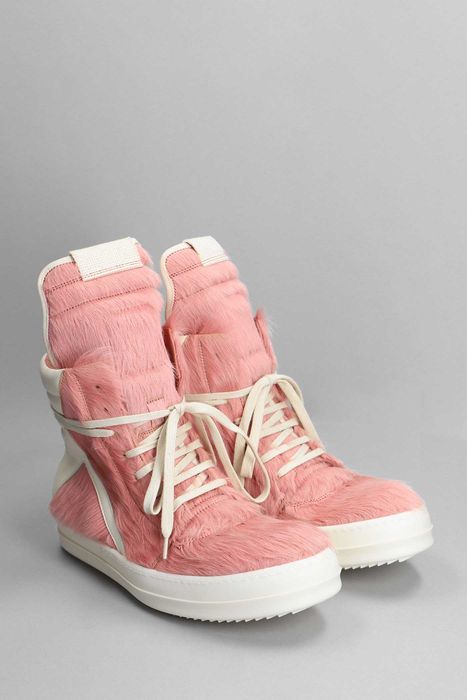 Rick Owens Rick Owens Pink Fur/Hair Geobaskets | Grailed