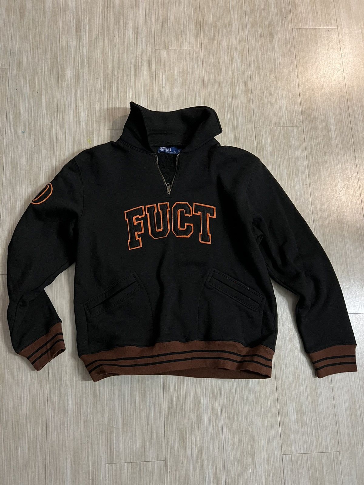 Fuct Fuct Academy Logo Quarter Zip Black Sweater Grailed