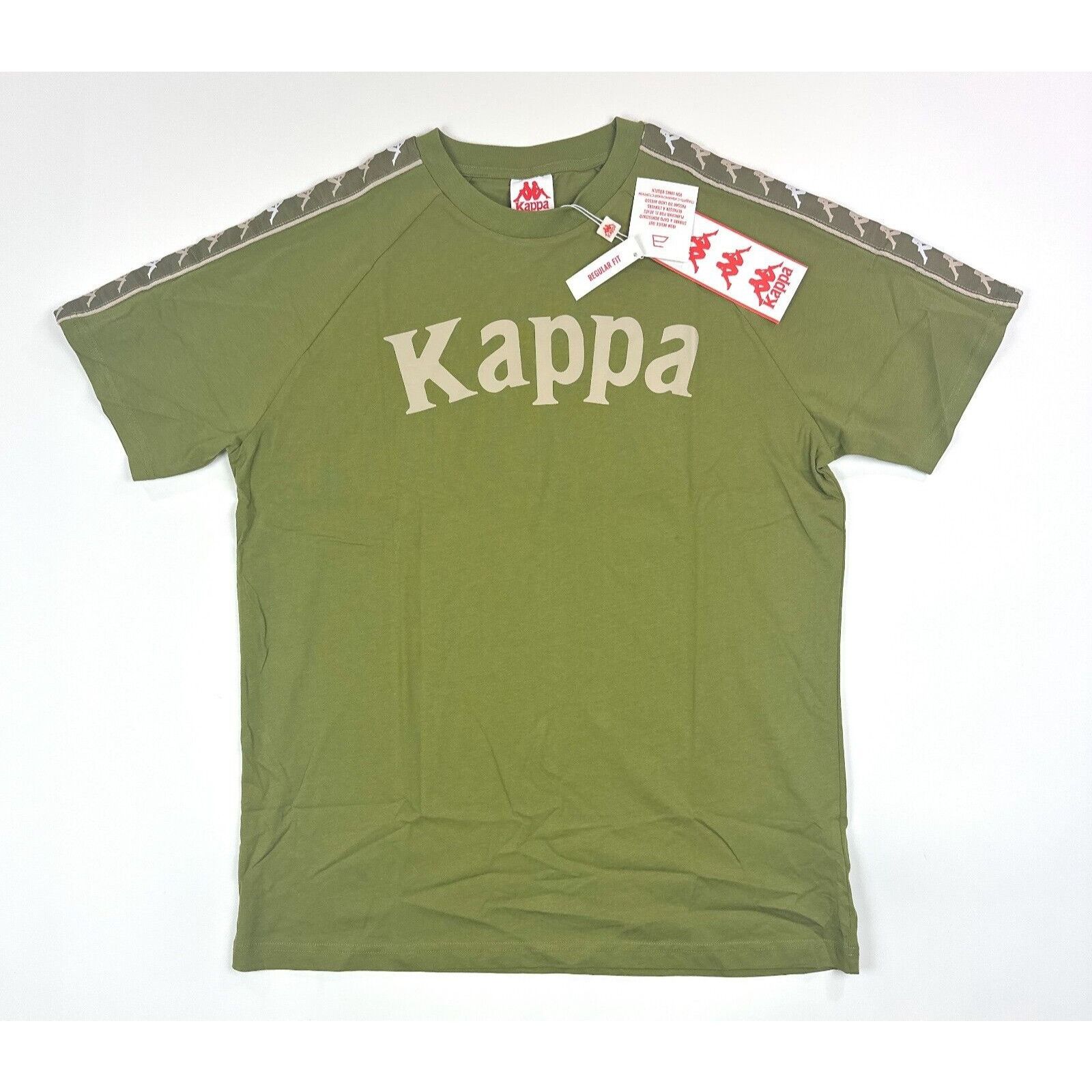 Kappa Kappa 222 Banda Deto Green Logo Tape Strip Crew Neck T Shirt ...
