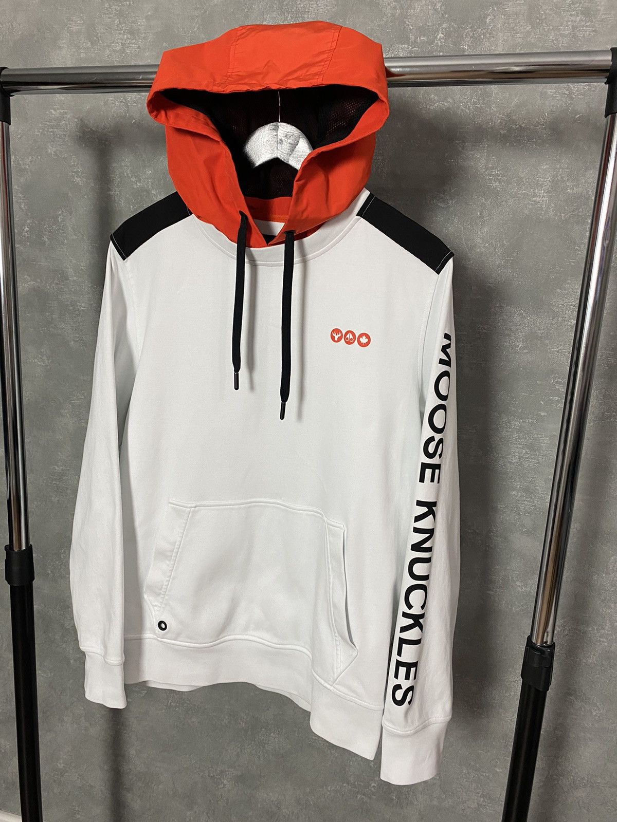 Moose Knuckles Moose Knuckles Made in Canada Logo Nylon Orange Hoodie ...
