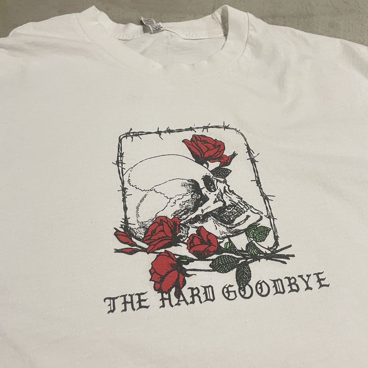 Vintage The Hard Goodbye skull roses graphic art tee barbed wire | Grailed