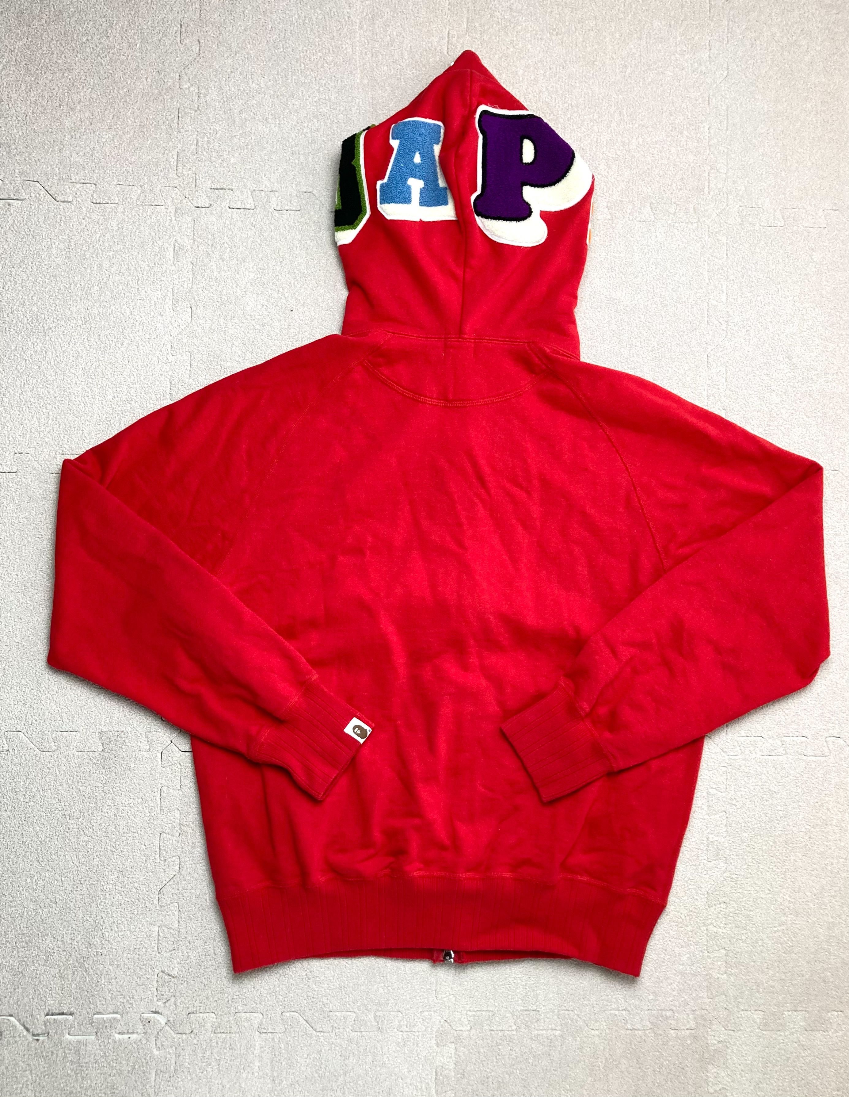 Bape Bape Red Patch Logo bapesta Full Zip Hoodie Size M VTG | Grailed