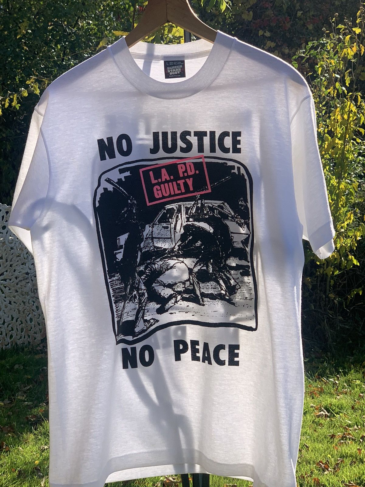 Vintage VTG LA Riots “No Justice No Peace” Screen Stars Shirt | Grailed