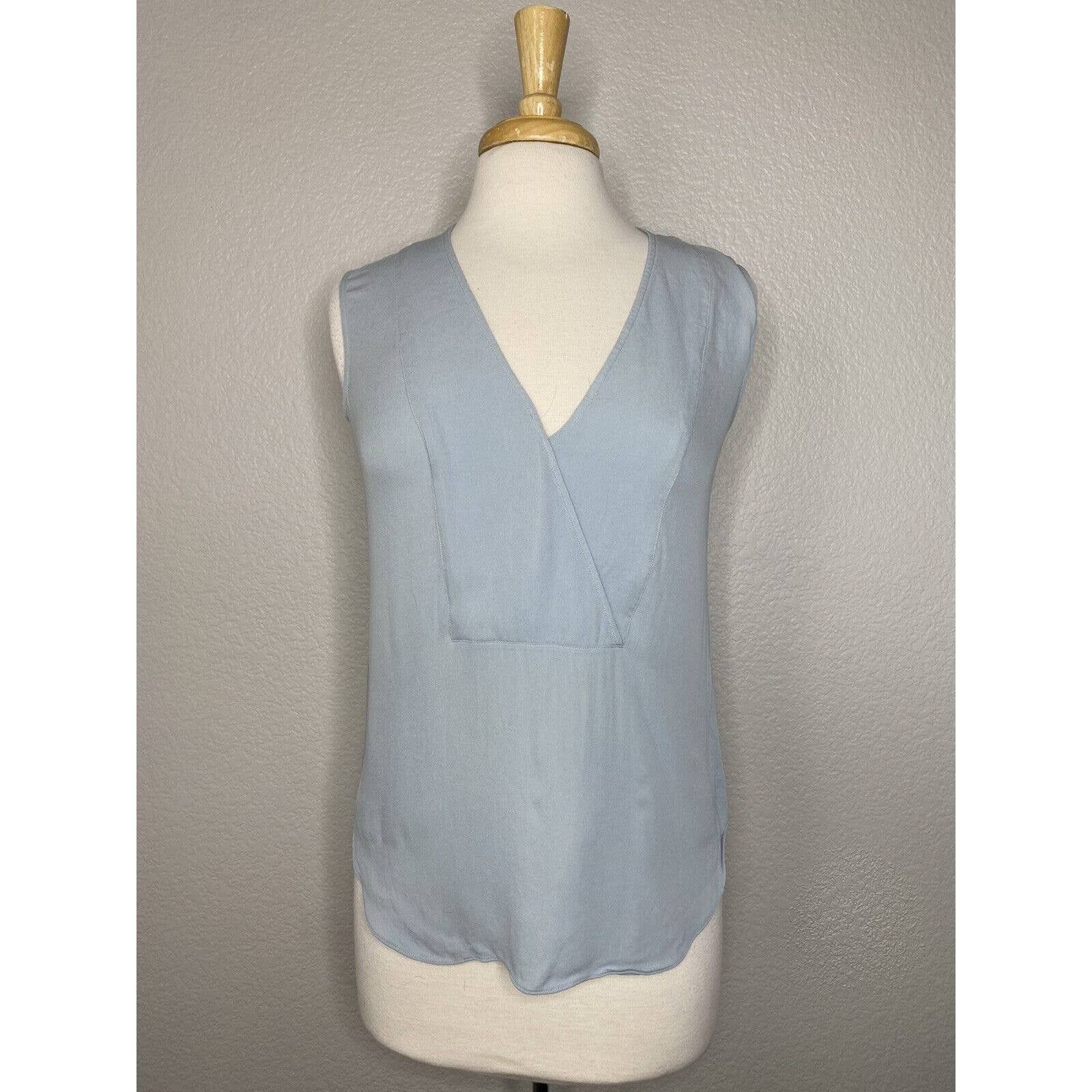 Theory THEORY Silk Crossover Top in Steel Blue Small Sleeveless | Grailed