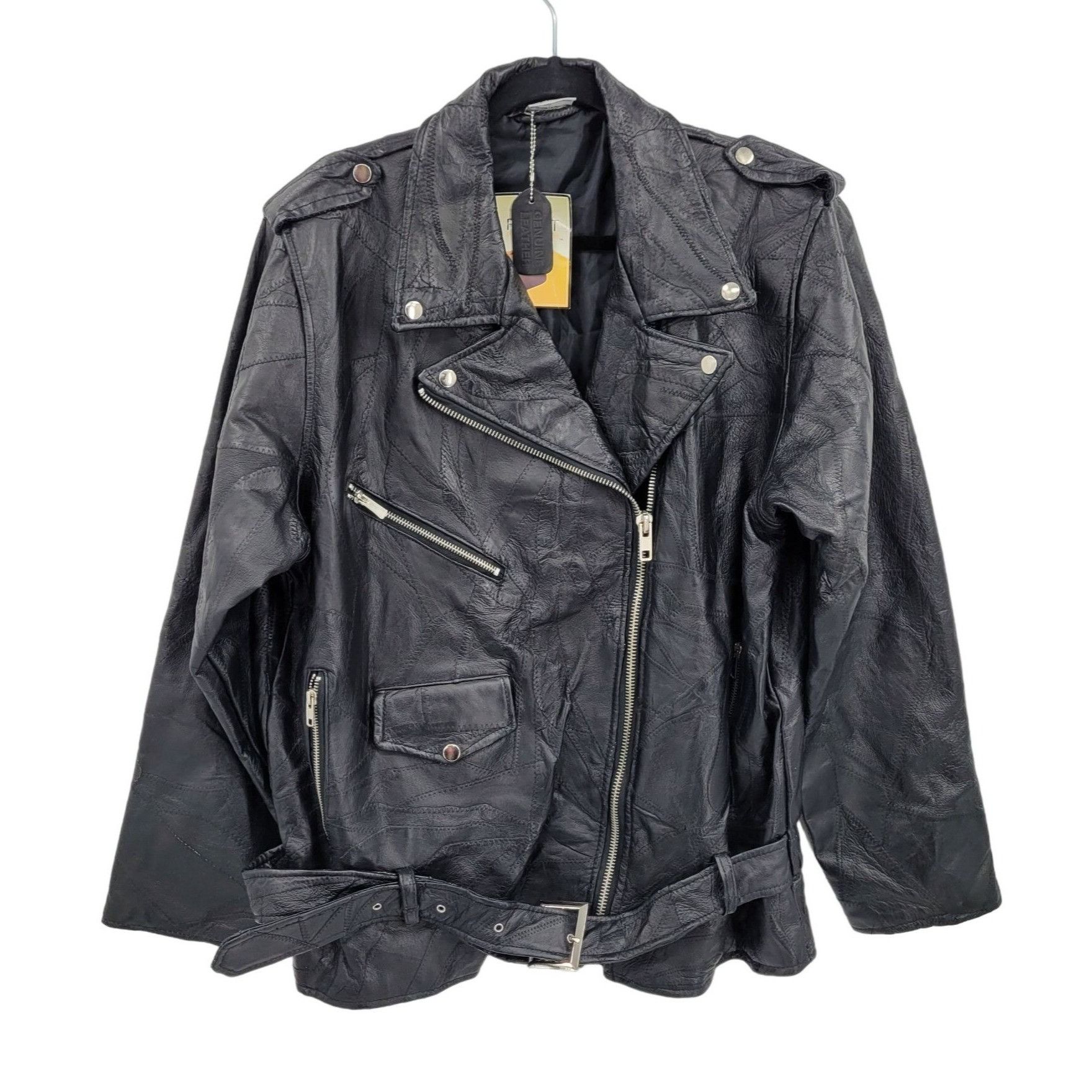 Streetwear 90's Flight Path Leather Jacket Deadstock Moto Biker Rocker ...