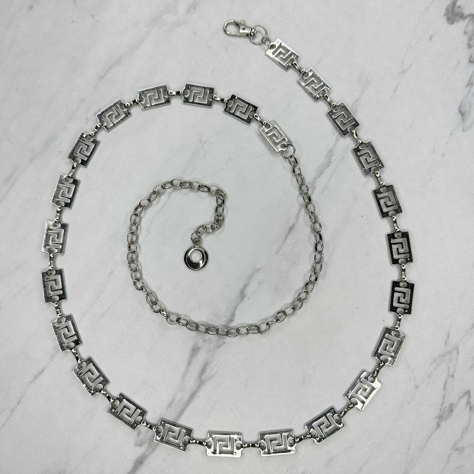 Other Greek Key Silver Tone Belly Body Metal Chain Link Belt | Grailed