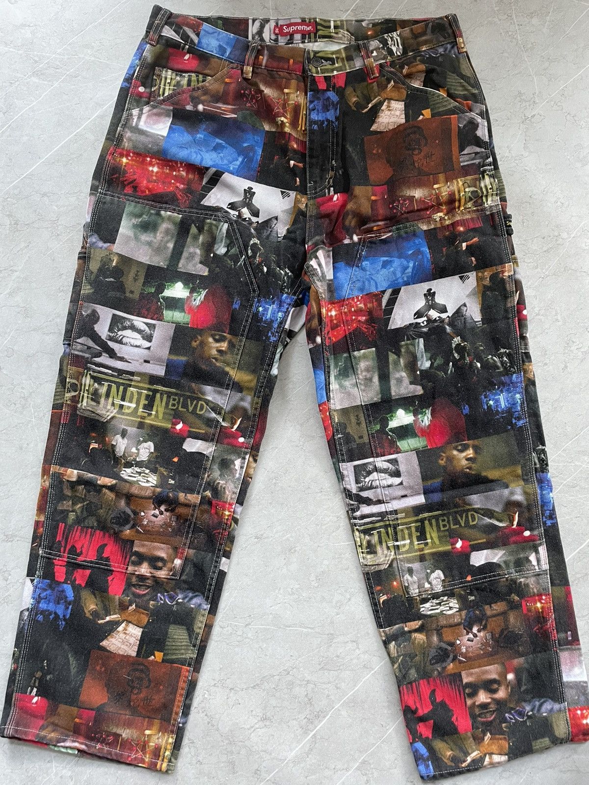 Supreme Nas and DMX collage double knee denim painter pant 36 | Grailed