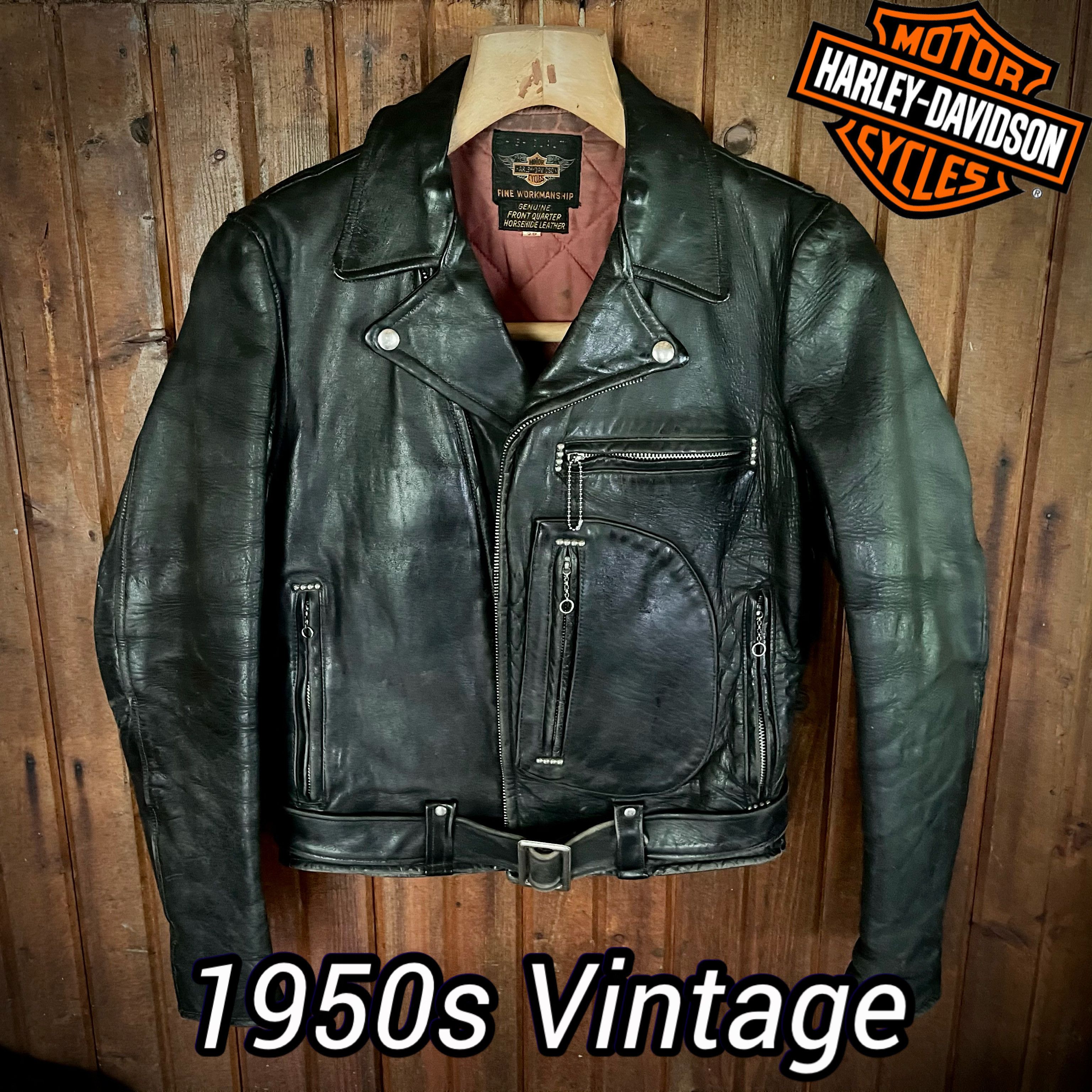 Harley Davidson 50s Harley Davidson Leather Jacket Vintage Moto Biker ...