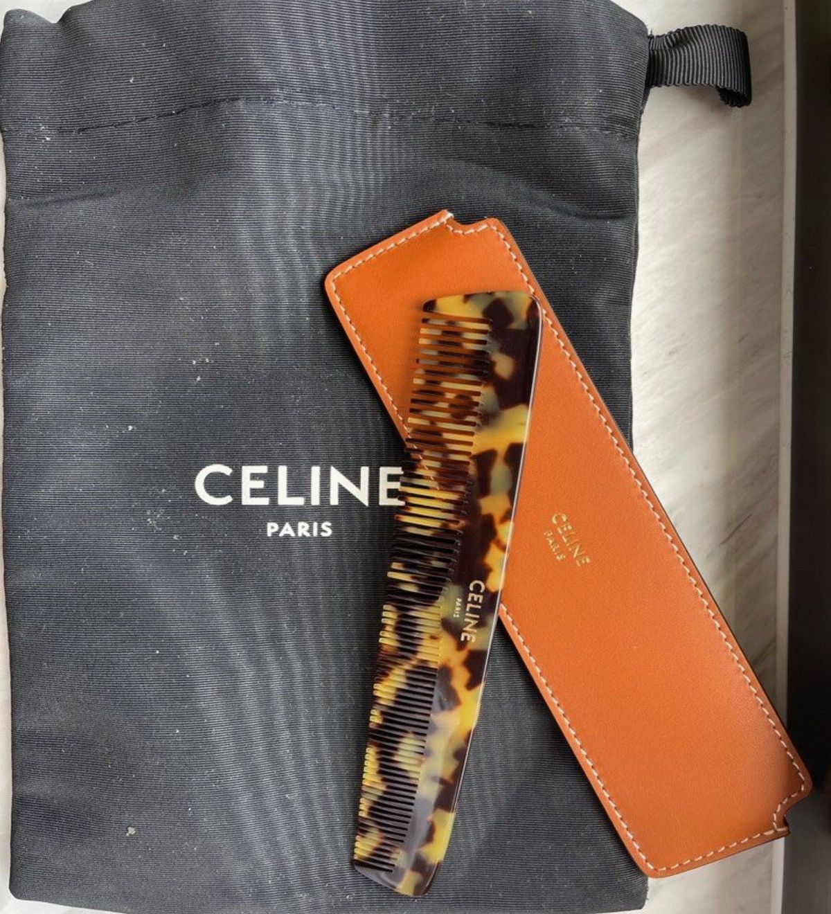 Celine Brand New Celine hair comb with leather case | Grailed