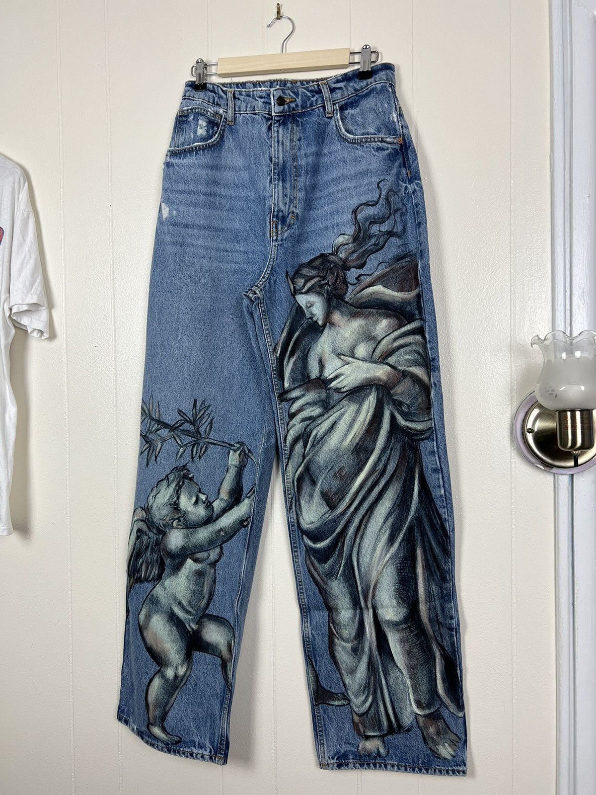 Custom × Jnco × Streetwear Punk and Saint Custom Painted Skate Jeans ...