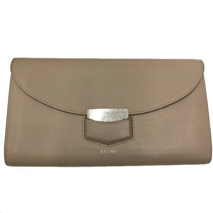 Celine Celine Long Wallet Trotter Large Flap Multifunction Bifold Beige ...