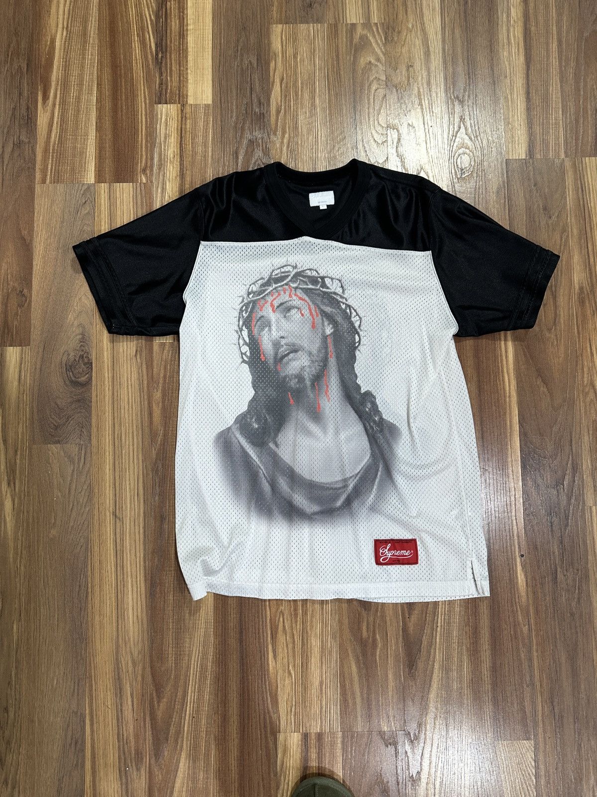 Streetwear × Supreme × Vintage Supreme Jesus Football Jersey Black ...
