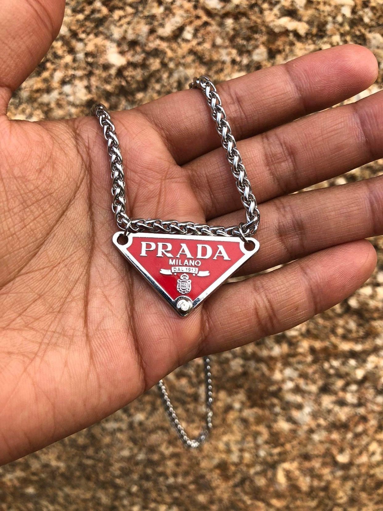 Custom 🔥Red Logo Repurposed Snakebone Chain Necklace | Grailed