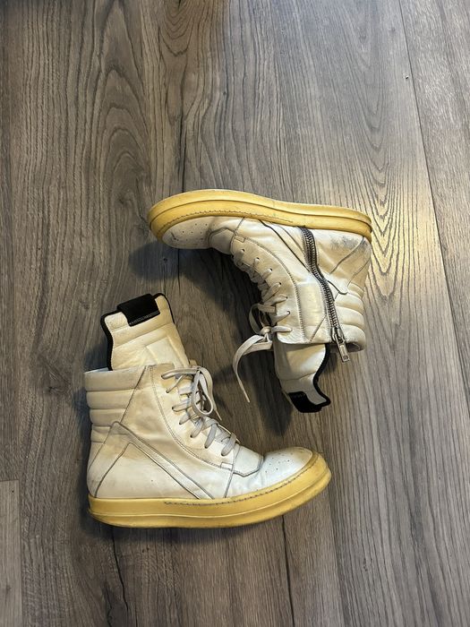 Rick Owens White Geobaskets | Grailed
