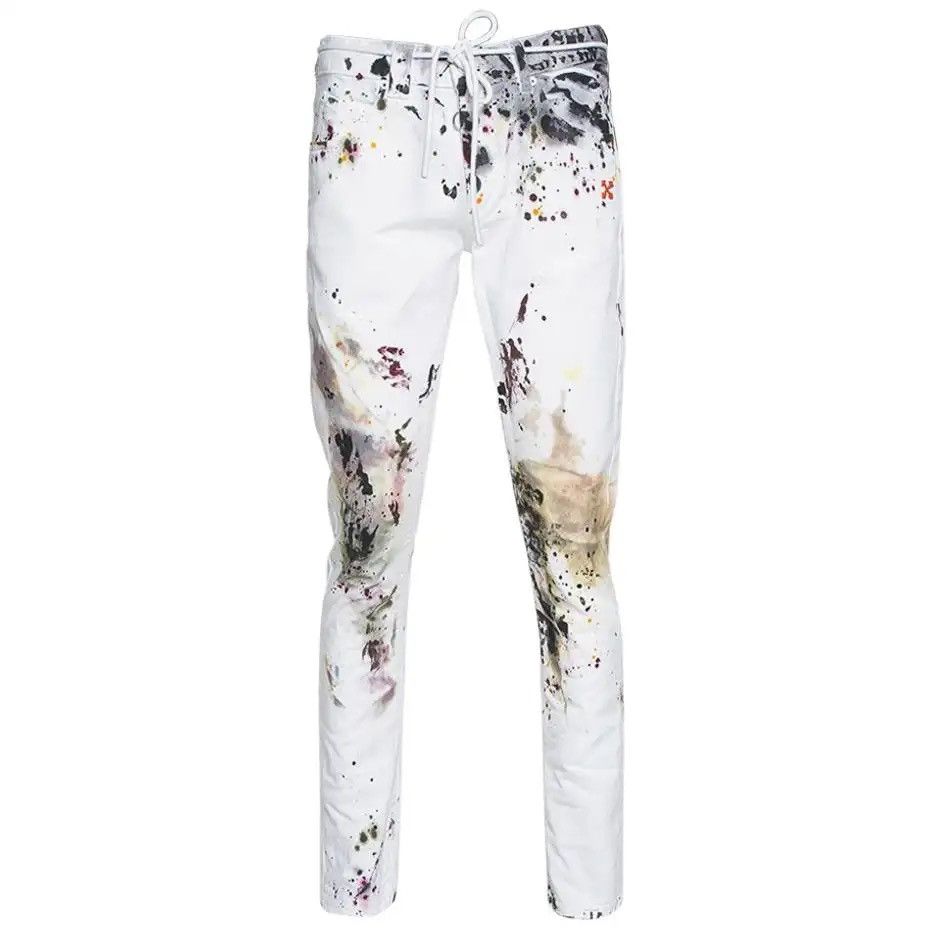 Off-White FREE SHIPPING NEW OFF-WHITE FW19 PAINT SPLATTER DENIM SLIM ...