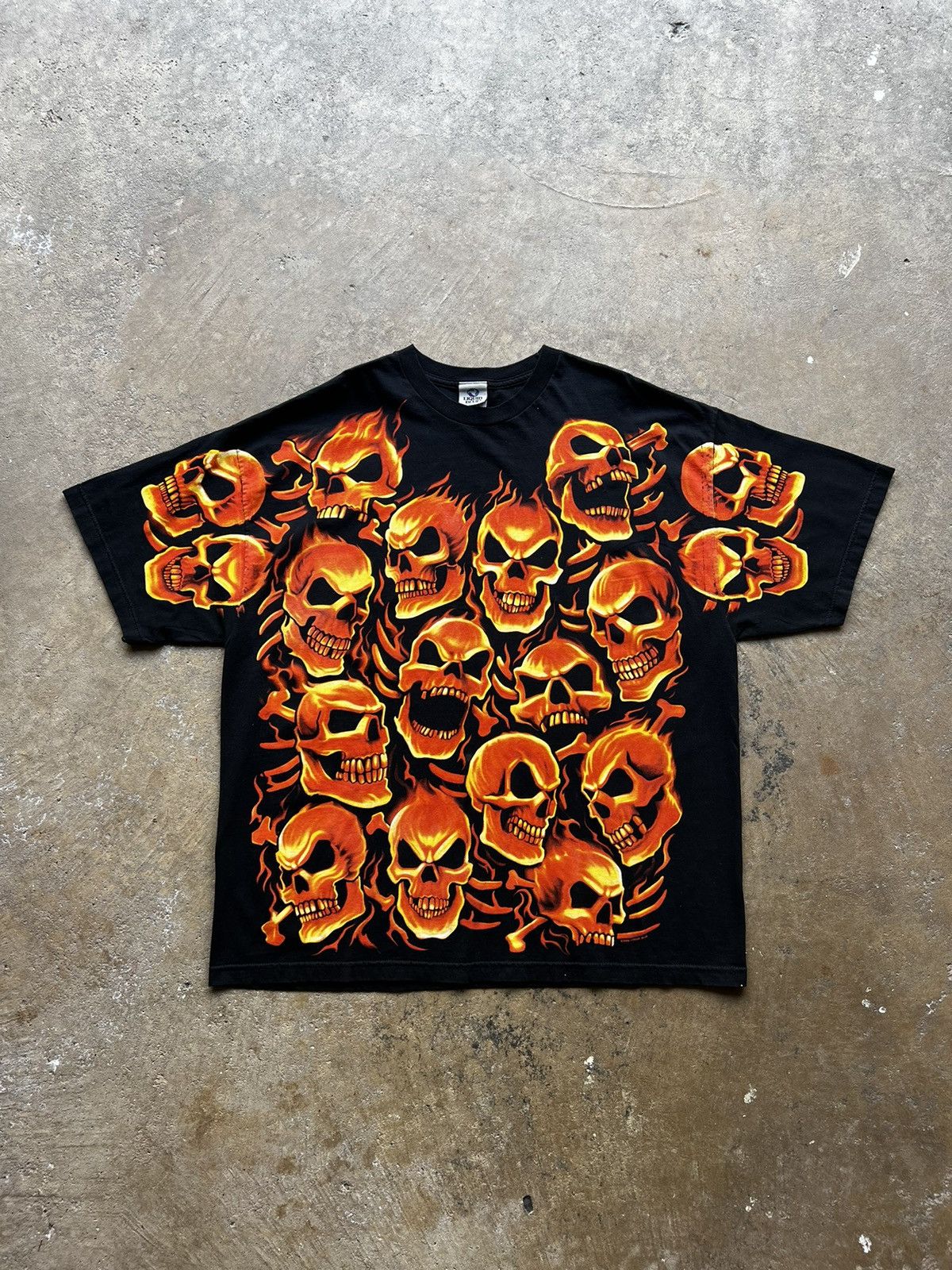 Vintage VINTAGE LIQUID BLUE SKULLS SHIRT | Grailed
