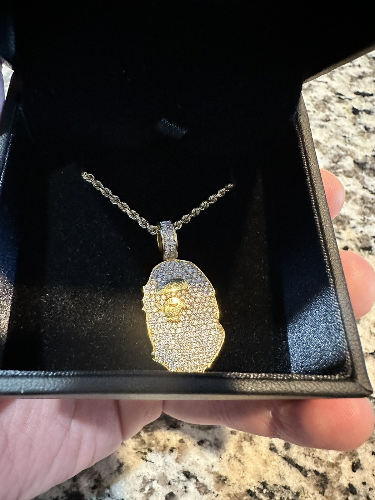 If And Co Custom 18k Yellow Gold Micro Bape Chain Fully Iced | Grailed