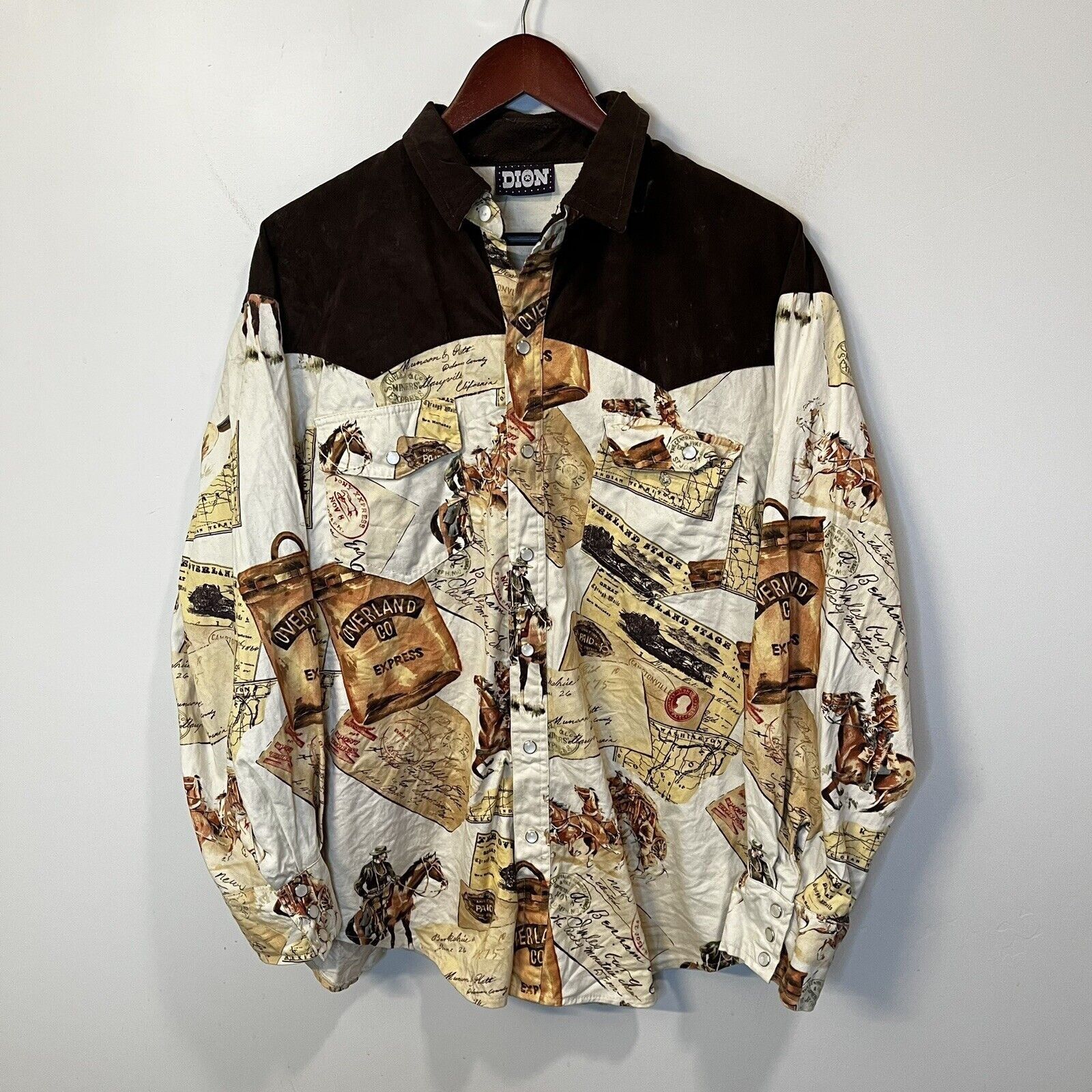 Made In Usa × Vintage vtg Dion Western Button Down Pearl Snap AOP ...