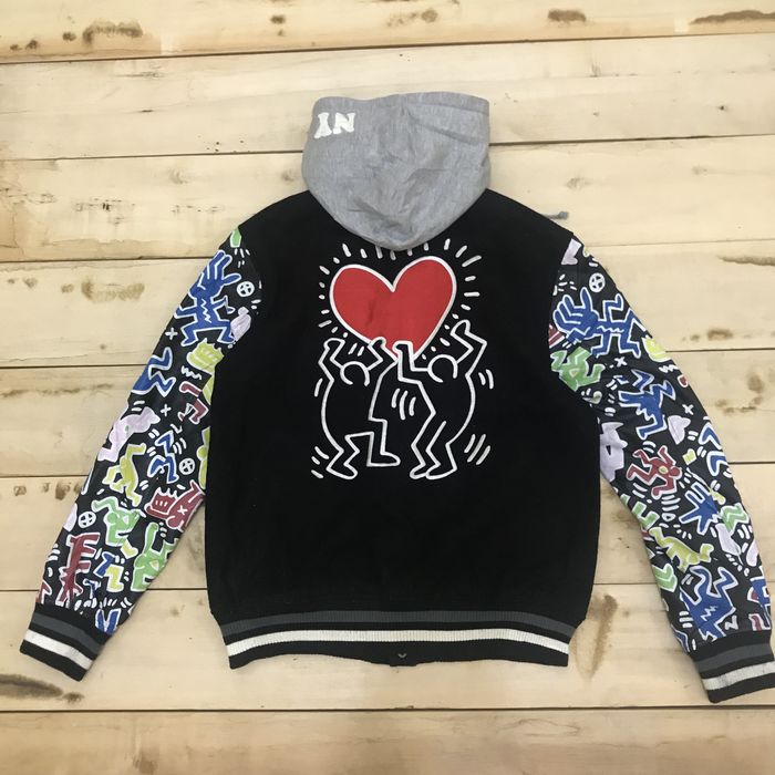 Japanese Brand Z49 KEITH HARING CROSSOVER BROWNY HOODEI VARSITY JACKET | Grailed