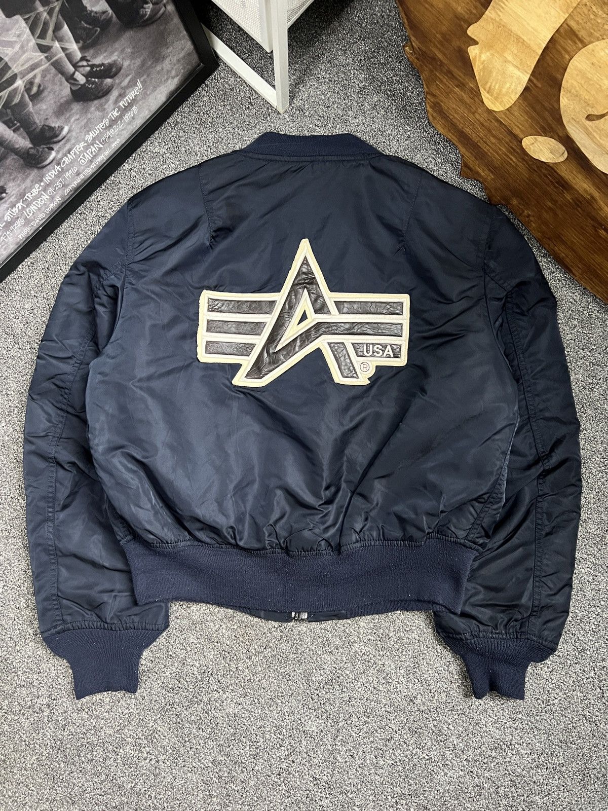 Vintage Vintage Alpha Industries Ma-1 Leather Patches Bomber Jacket ...