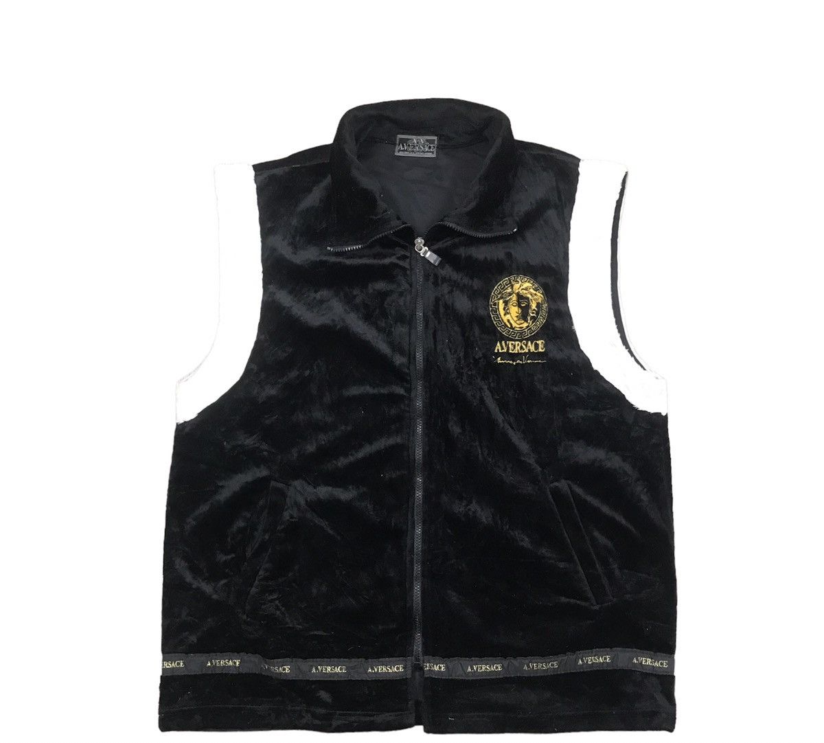 Versace Vintage A. Versace Wool Fur Big Logo Vest | Grailed