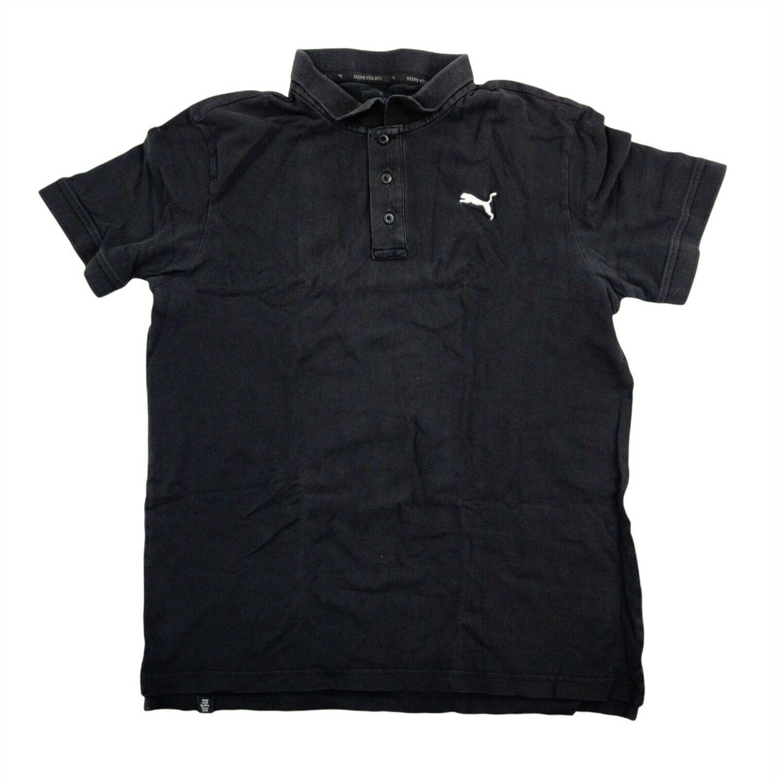 Puma Puma Polo Shirt Men's Medium Black Collar Short Sleeve Embroidered ...
