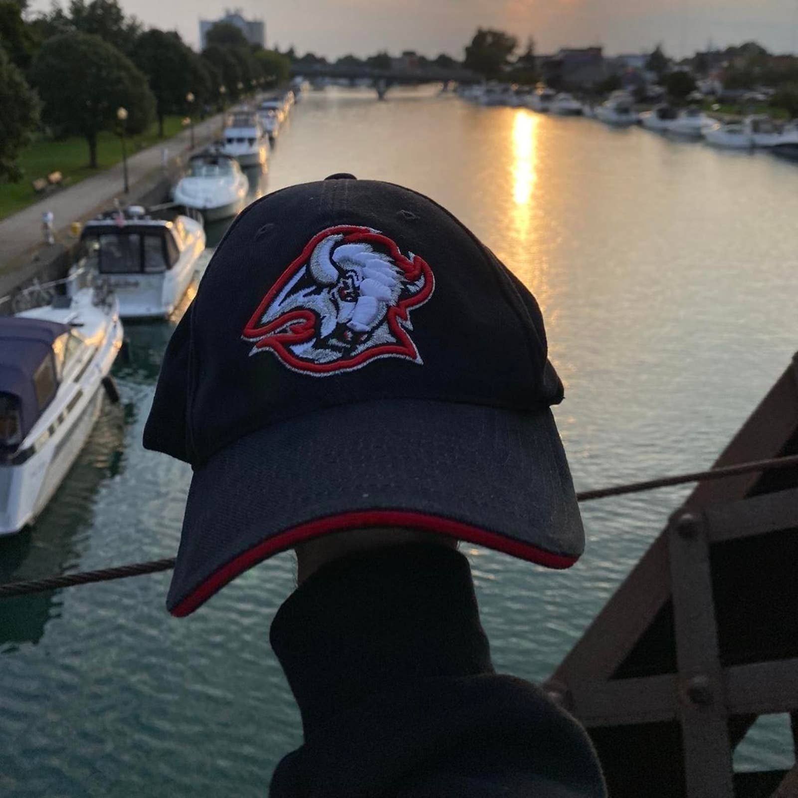NHL Vintage 90s Buffalo Sabres Goat Head Hat! Black and Red | Grailed
