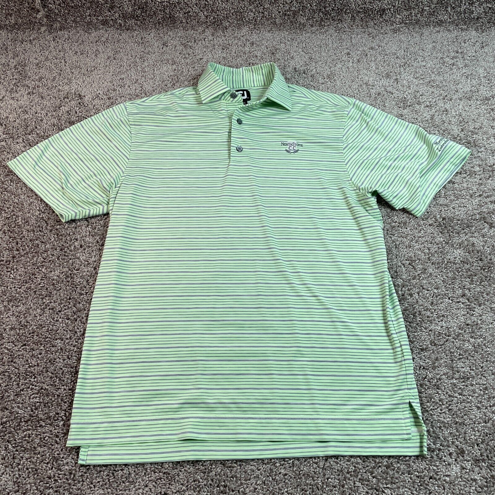 Vintage FootJoy FJ Golf Polo Shirt Men's Medium Green Gray NorthStone ...
