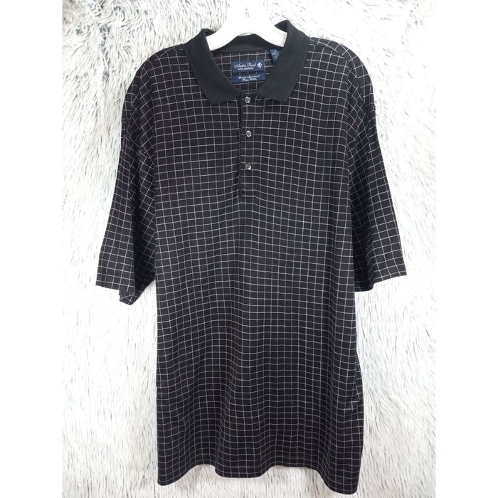 Austin Reed Austin Reed Polo Shirt Mens Large Black Checkered Double Me ...